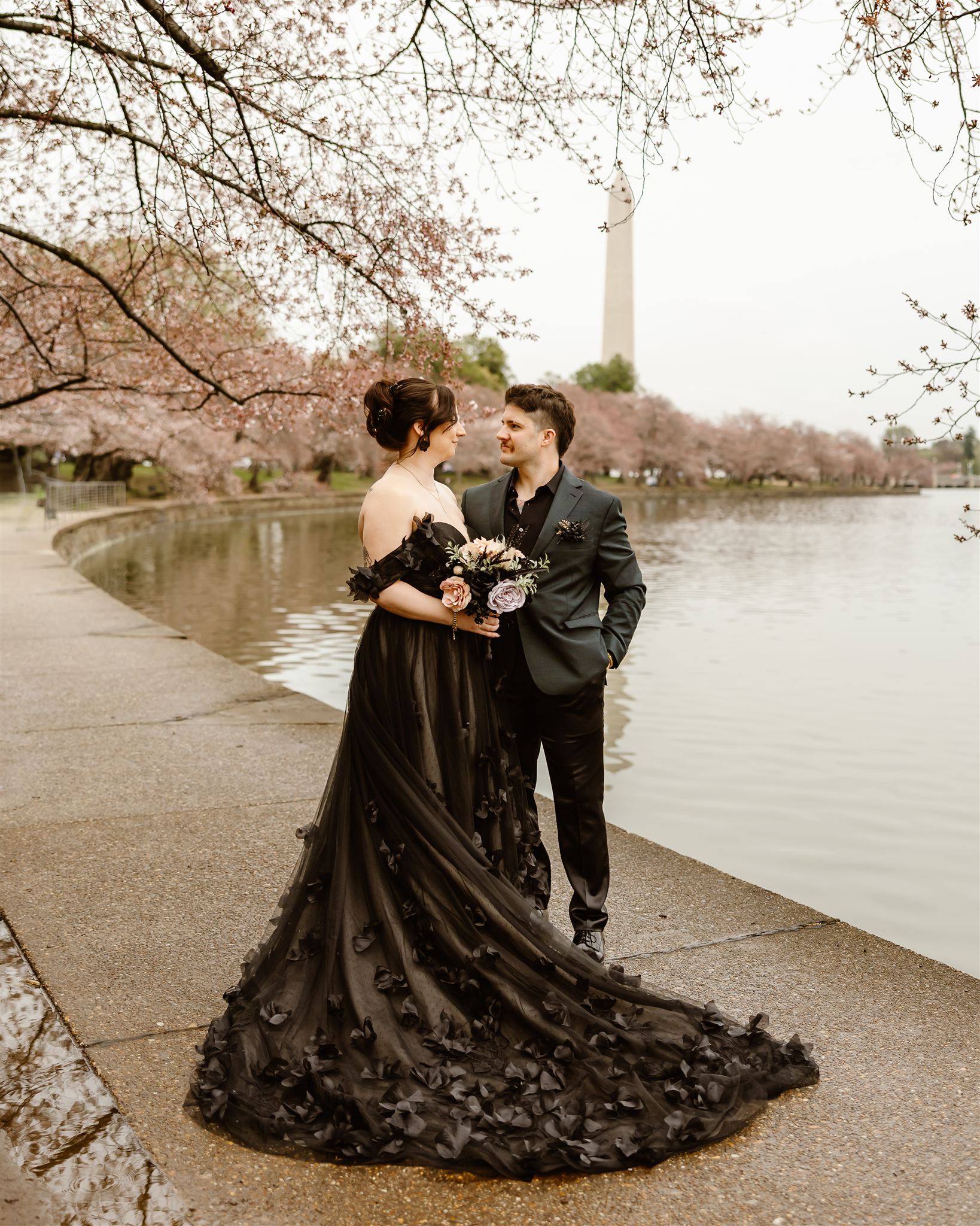 A Gothic Elopement in Washington DC | Black Wedding Dress & Cherry ...